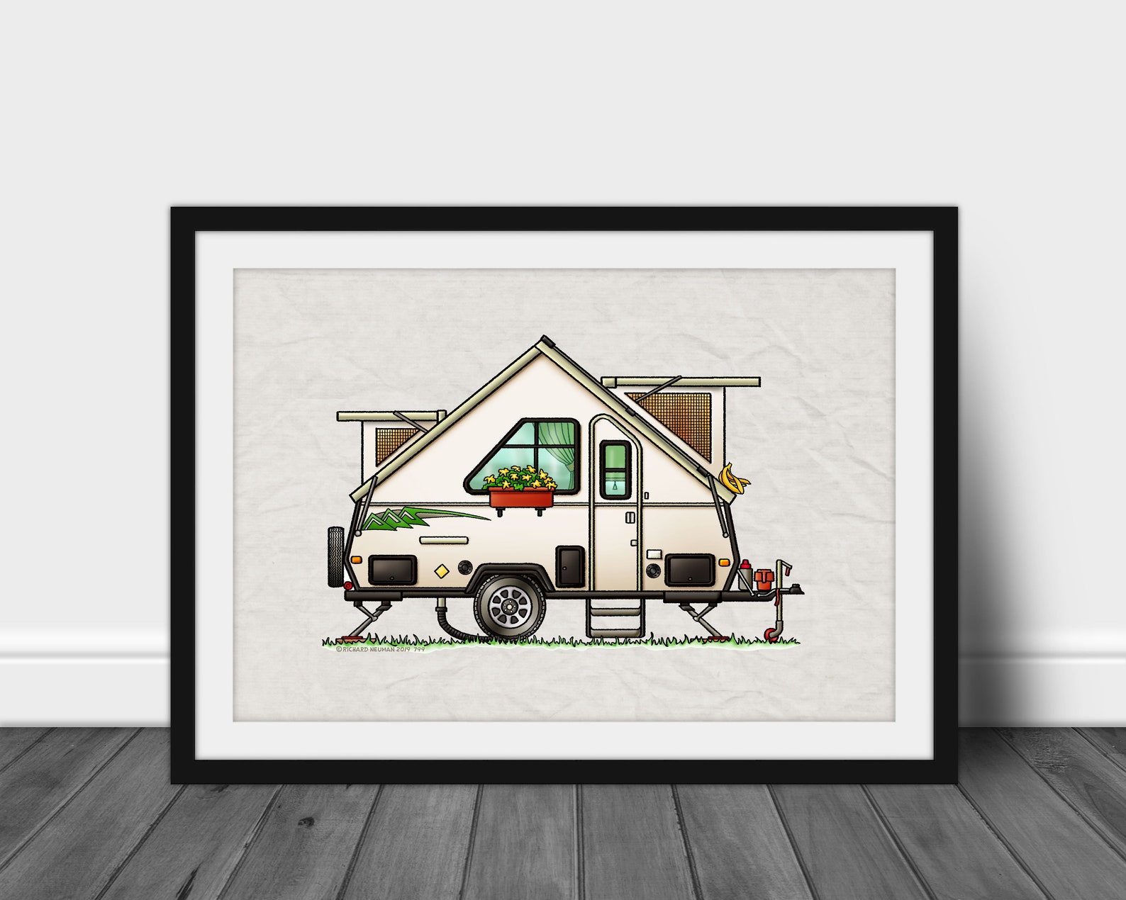 Aliner Pop up RV Travel Trailer Camper Van Vanlife Happy Camper Art ...