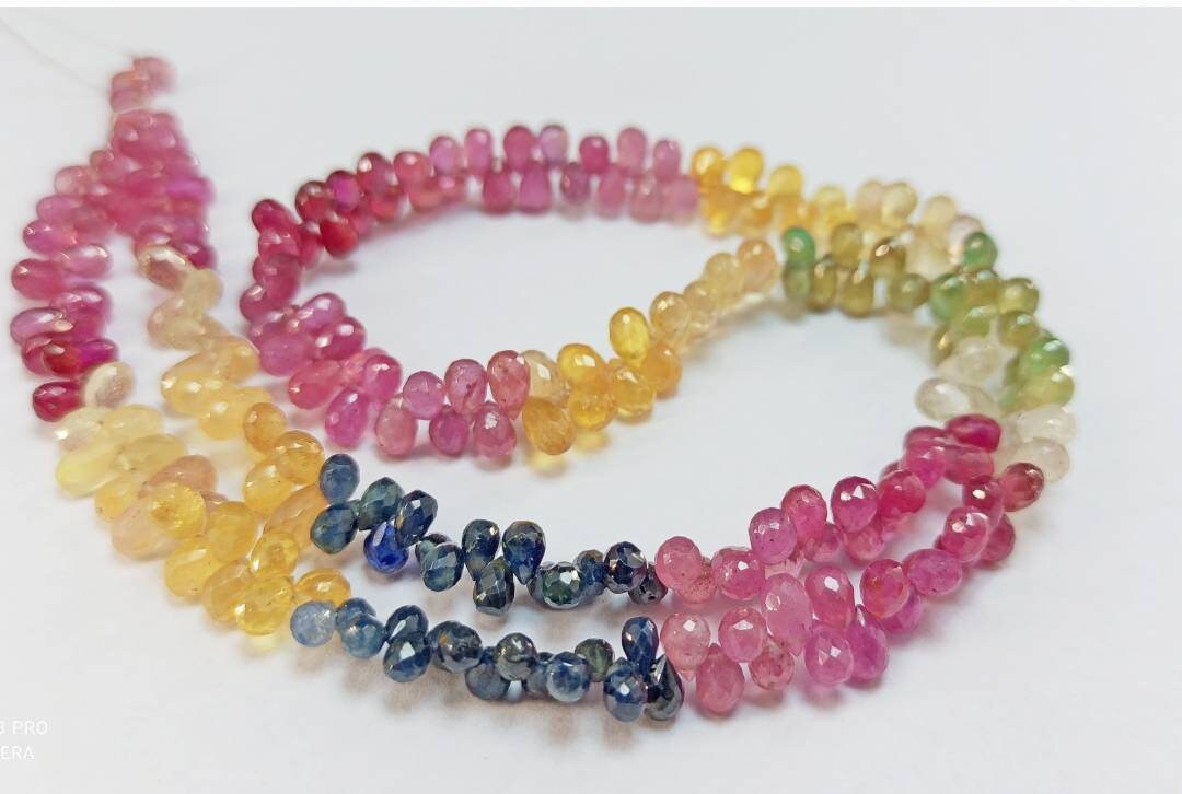 100%natural Multi Sapphire Faceted Drop,teardrop,loose Stone,gemstone ...