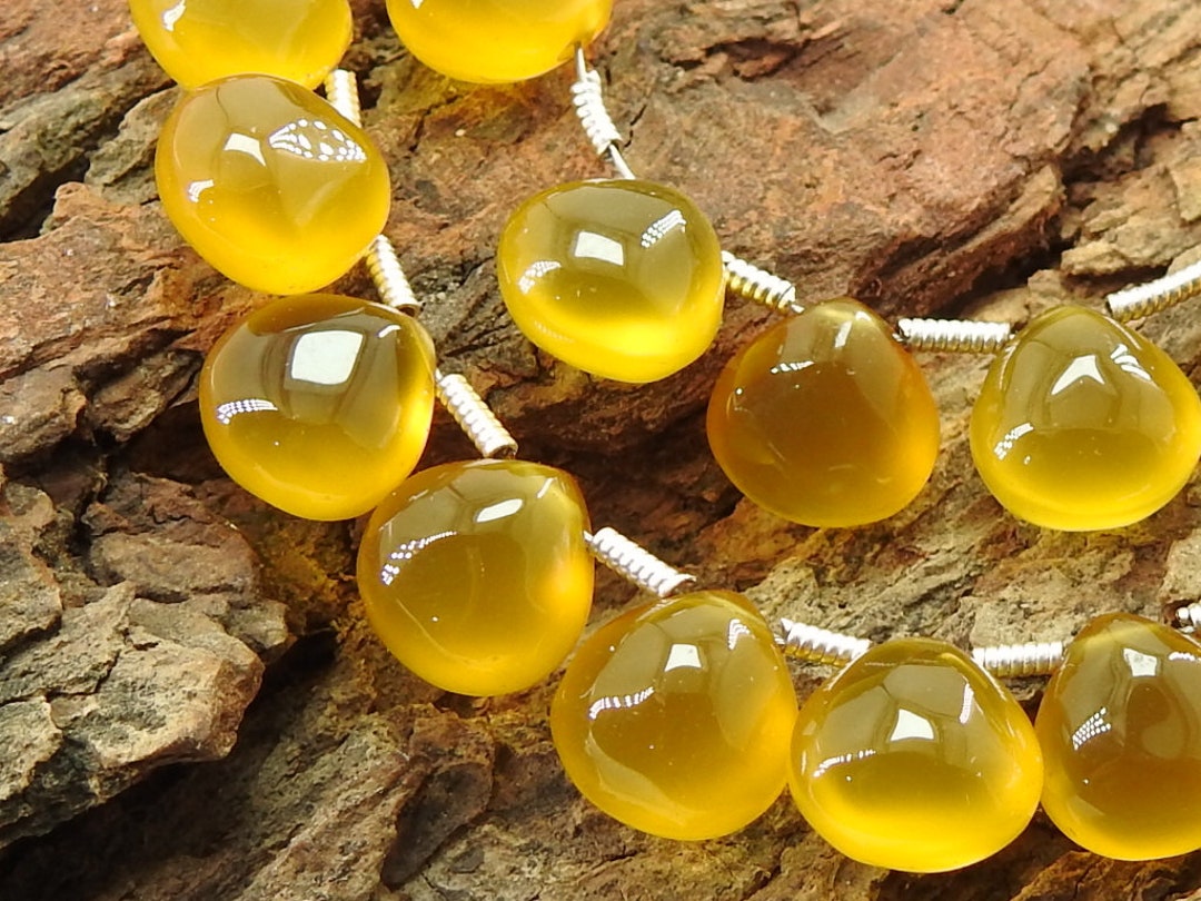 Reserved Yellow Chalcedony Smooth Hearts Shape Teardrop/loose Stone ...