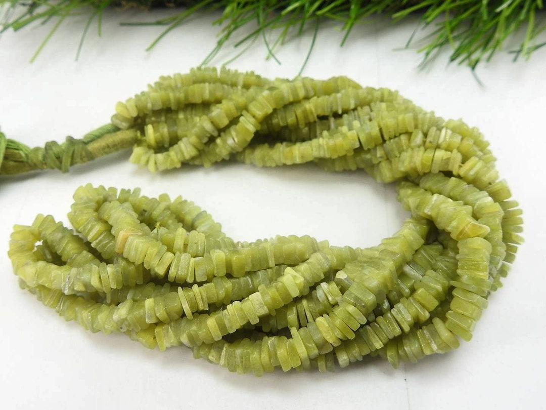 Natural Serpentine 1 Strand 16 Inches Smooth Heishi Shape Beads 4 MM ...