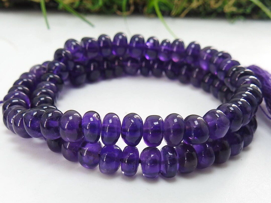 Amethyst Smooth Roundel Beads,handmade,loose Stone,gemstone Jewelry ...