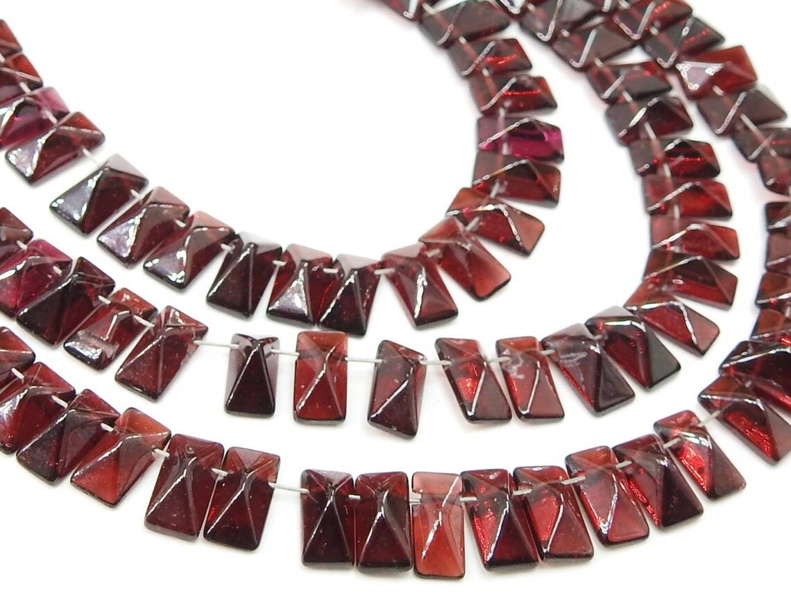 100% Natural GARNET 1.strand 8" Faceted Fancy Rectangle Shape ...