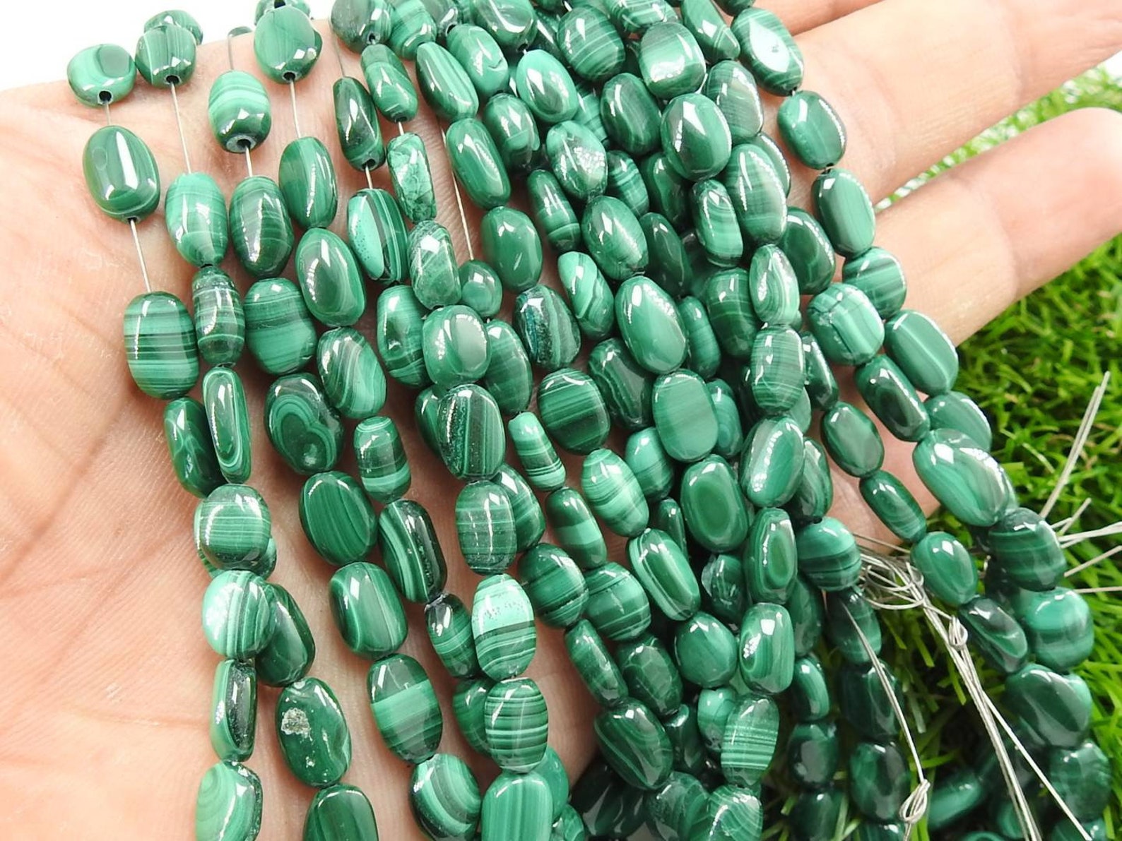 100%natural Malachite 12inch Strand Smooth - Etsy