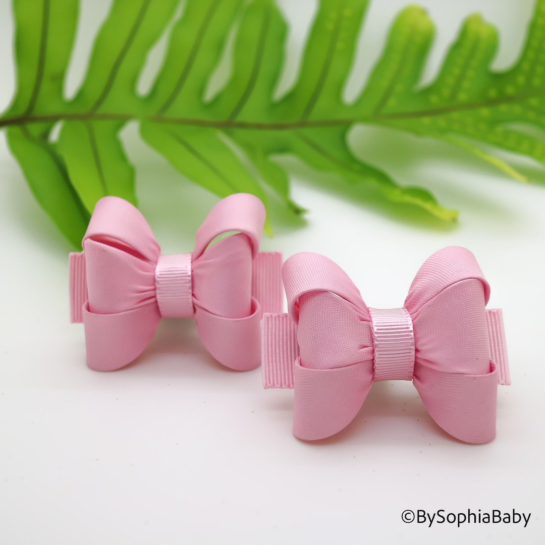 Light Pink Baby Bow, Pig Tail Baby Bow, Light Pink Hair Bow, Small Baby ...