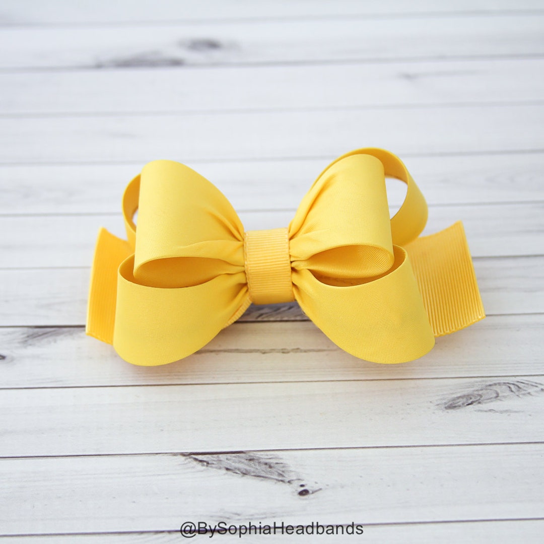 Yellow Hair Clip, Yellow Bow Hair Clip, Bow Hair Clip, Toddler Gold ...