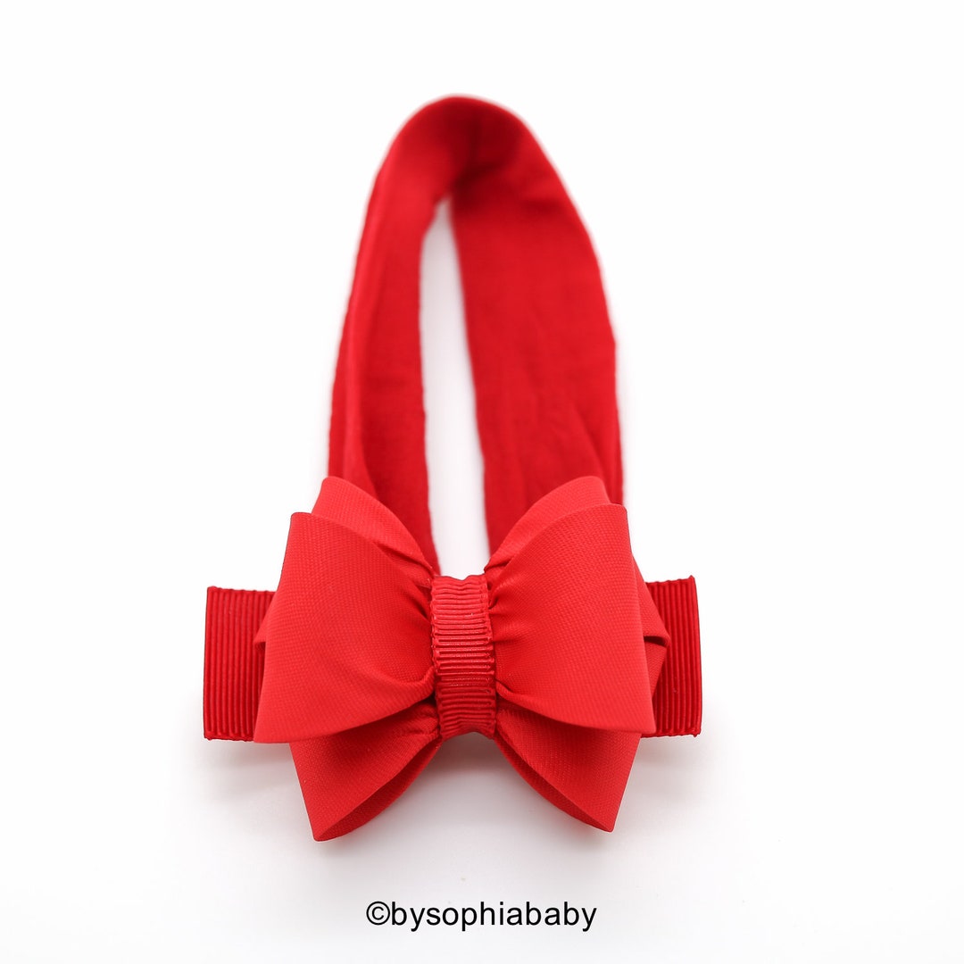 Red Bow Headband, Red Baby Headband, Baby Red Bow Headband, Newborn ...