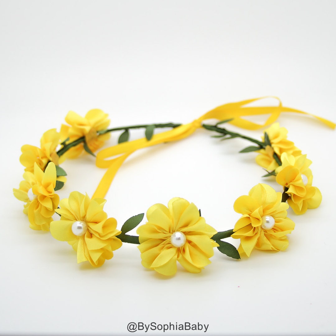 Baby Flower Crown, Toddler Flower Crown, Yellow Flower Crown, Girls ...