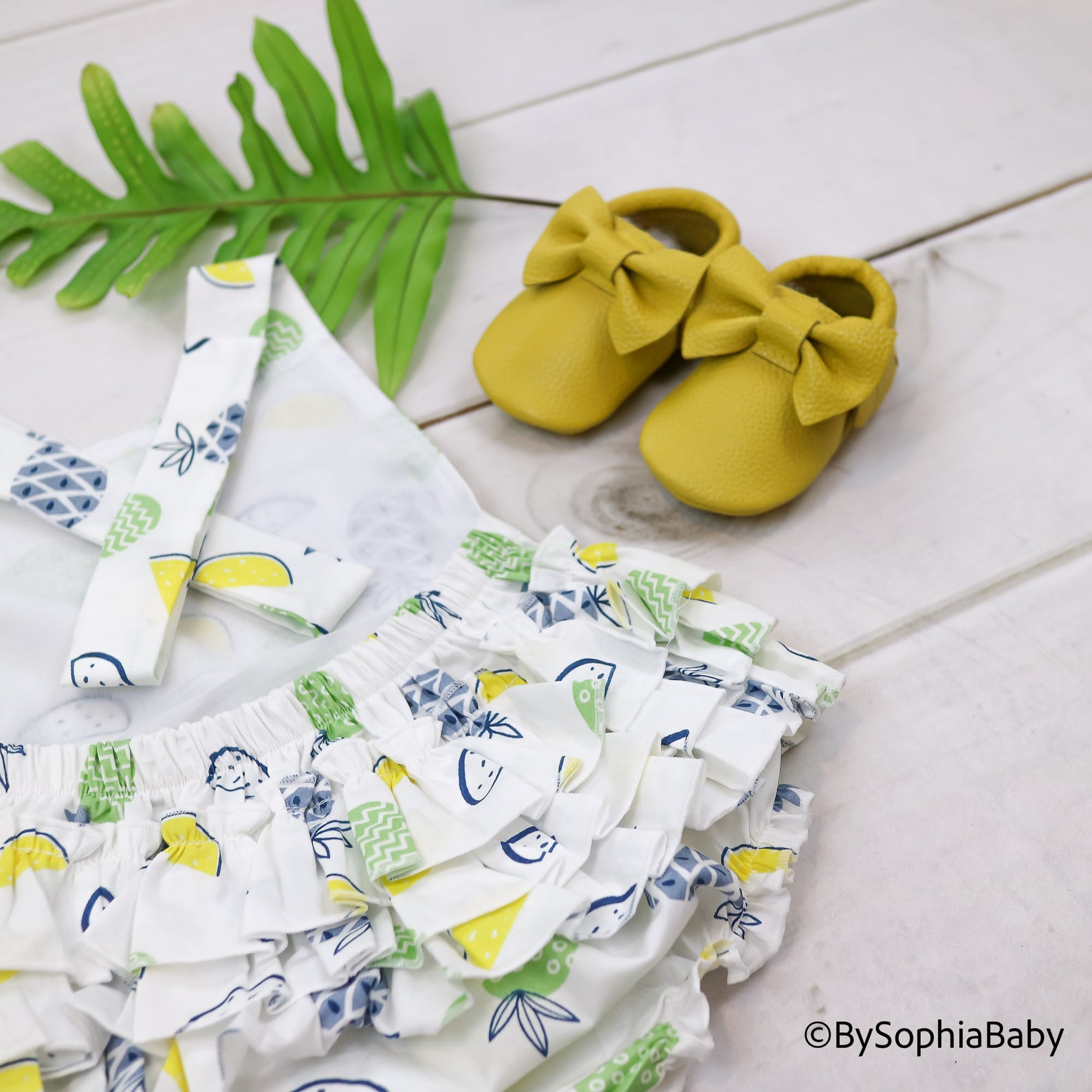 Pineapple Lime Baby Girl Romper Set, Pineapple Baby Outfit, Fruit Baby ...