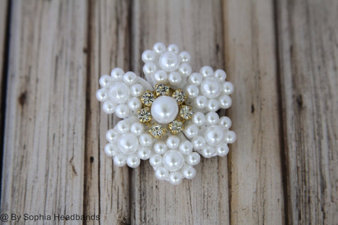 White Pearl Flower Hair Clip, Flower Hair Clip, White Hair Clip ...