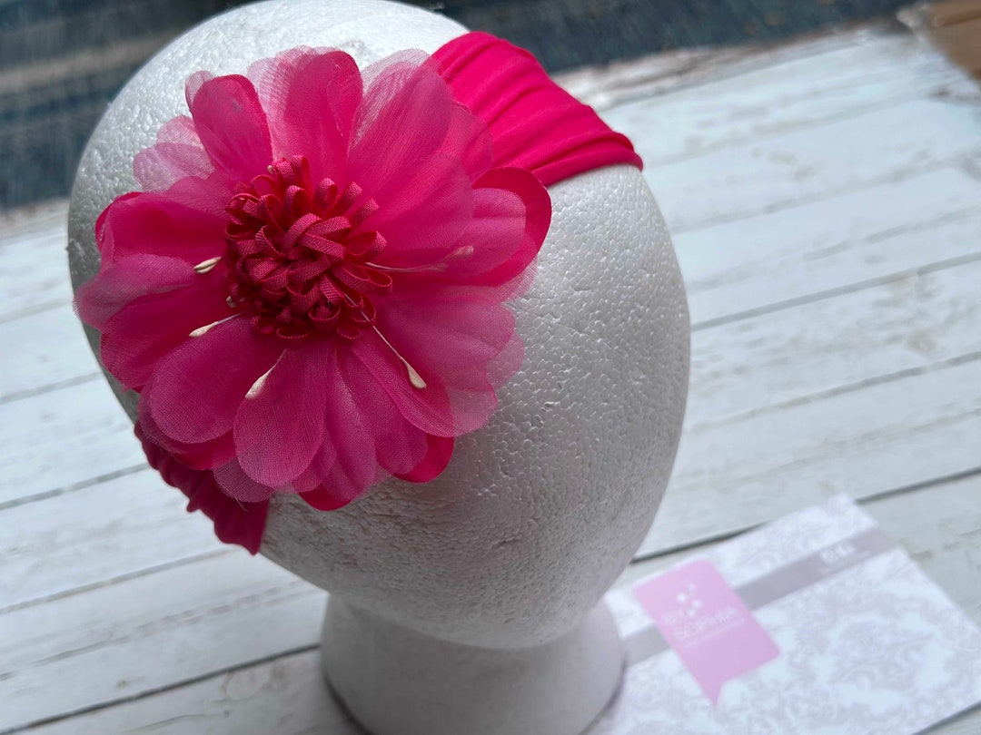 Baby Headband, Hot Pink Flower Headband, Pink Baby Headband, Big Flower ...