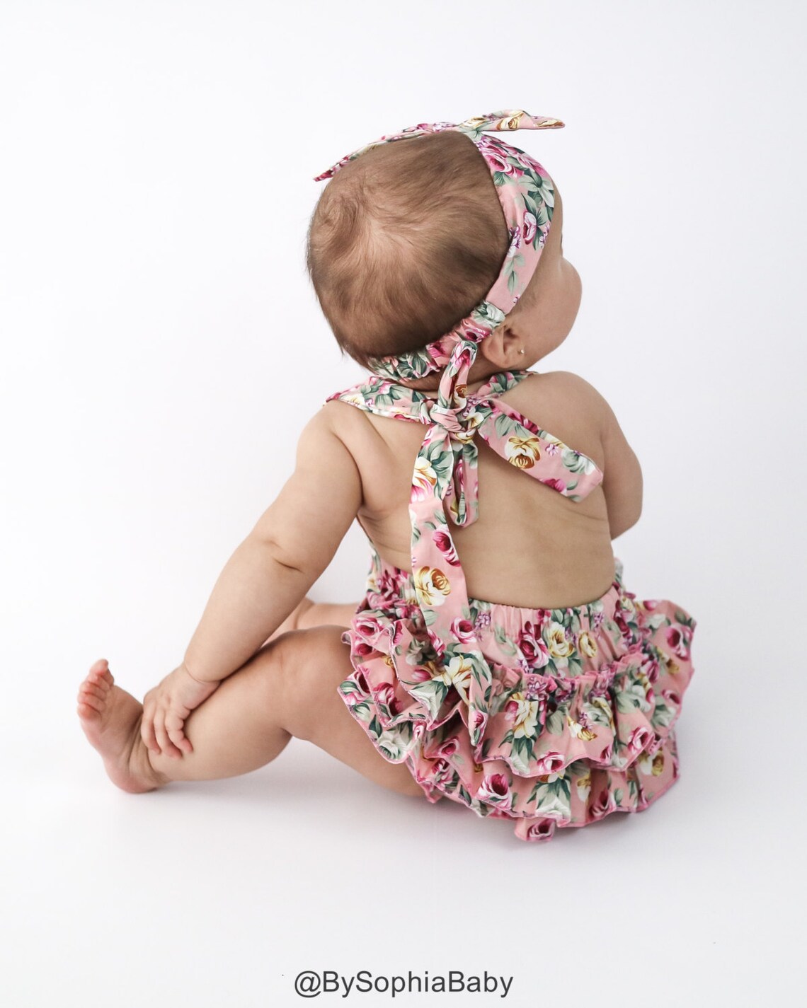 Baby Girl Romper Set, Baby Romper and Headband, Floral Baby Bloomer Set ...