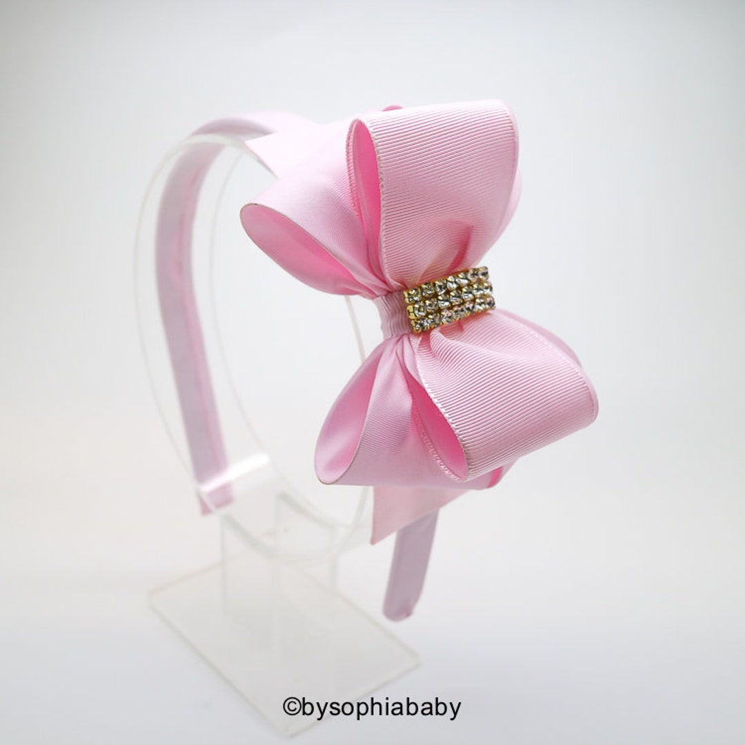Light Pink Bow Headband, Light Pink Girls Headband, Girls Hard Headband ...