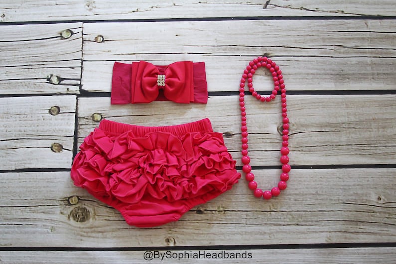 Pink Ruffle Baby Bloomer and Headband Baby Flower Headband - Etsy