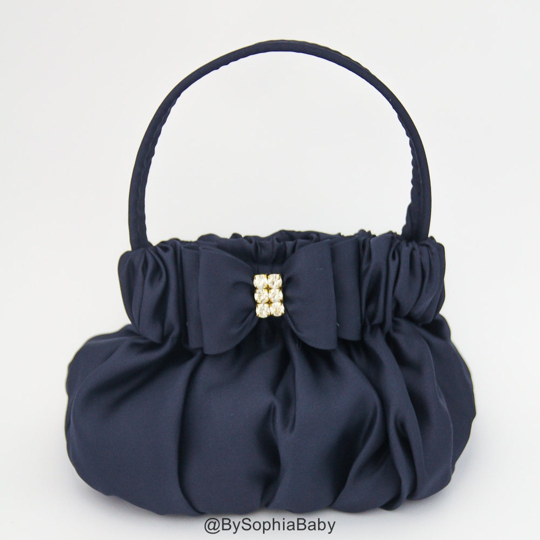 Baby Handbag Purse, Navy Blue Baby Purse, Flower Girl Purse, Baby ...