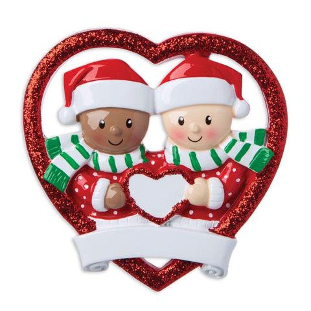 Couple // Best Friends // Red Heart Personalized Ornament - Etsy