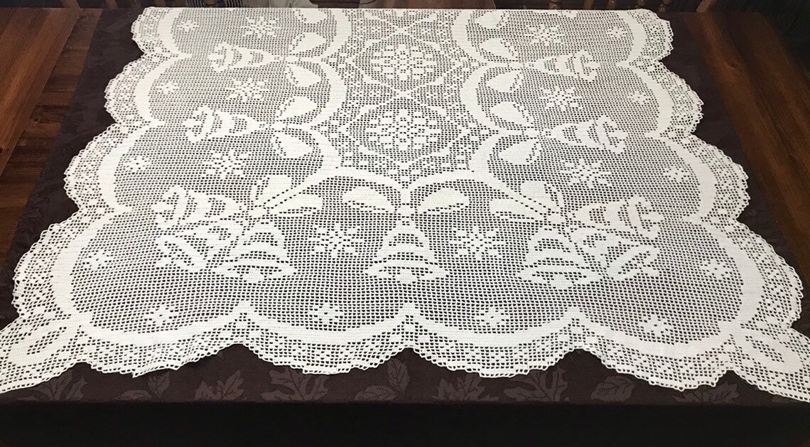 Handmade Crochet Lace Tablecloth Lace Rectangular Tablecloth - Etsy