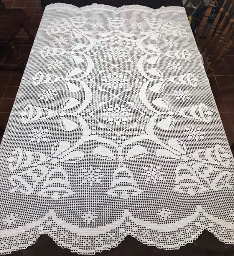 Handmade Crochet Lace Tablecloth Lace Rectangular Tablecloth - Etsy