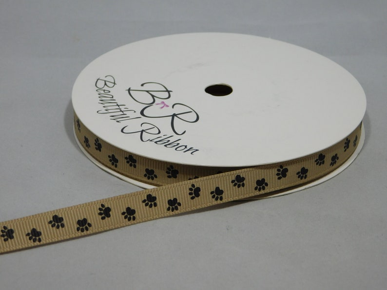 10mm 3/8" Pet Paw Print Grosgrain Ribbon, 2 or 20 Metres Cat Dog Prints ...