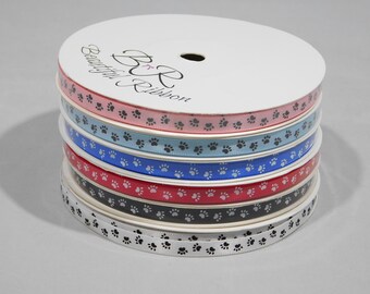 15mm Pet Paw Print Satin Ribbon 2 or 20 Metres Cat Dog Prints | Etsy