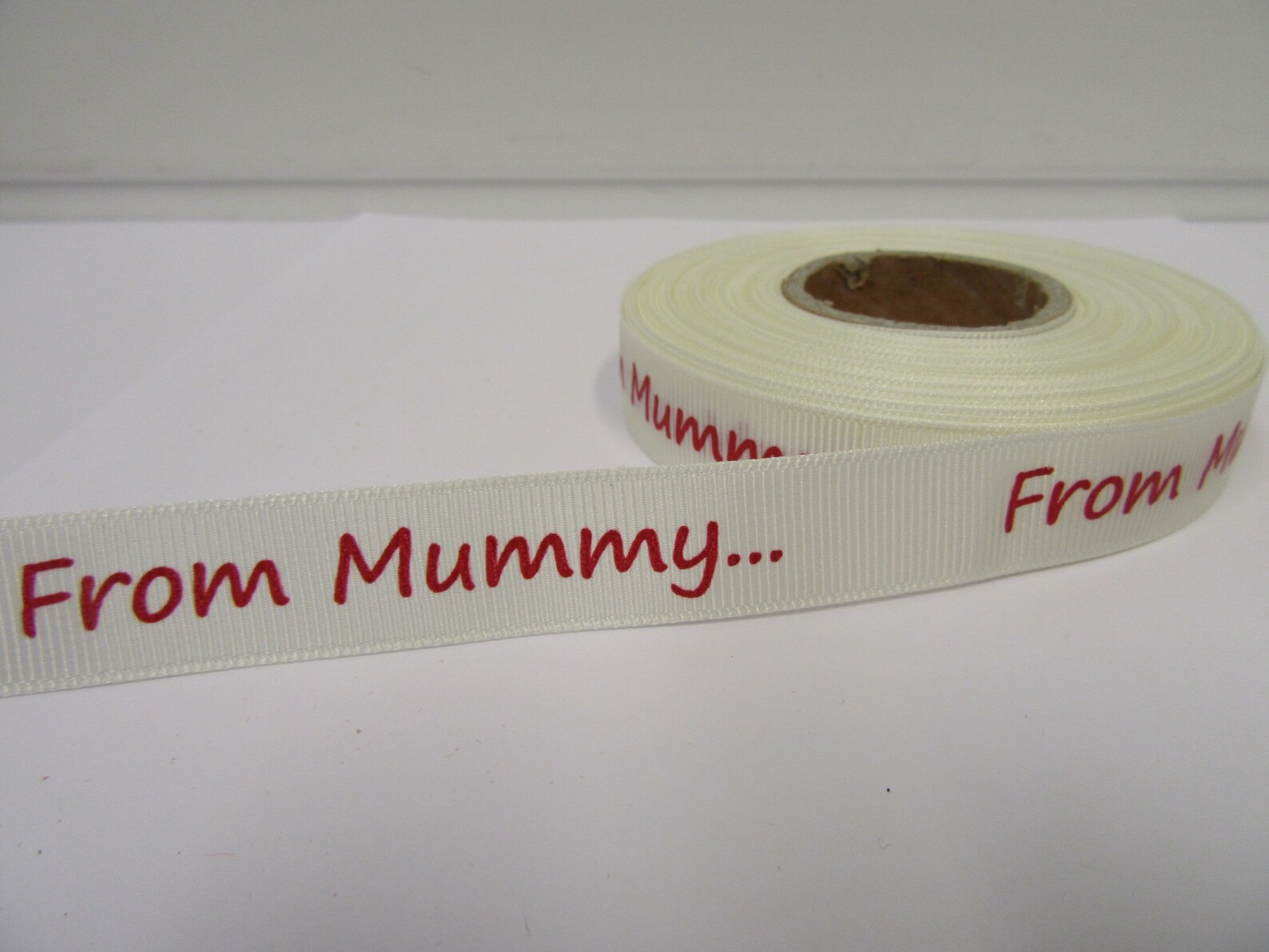 16mm Woven Ribbon, 2 or 20 Metres From Mummy Daddy Ribbon Blue or Red ...
