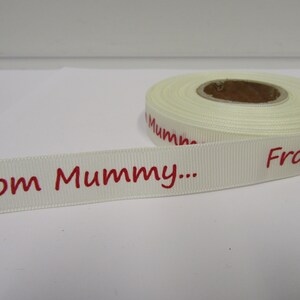 16mm Woven Ribbon, 2 or 20 Metres From Mummy Daddy Ribbon Blue or Red ...