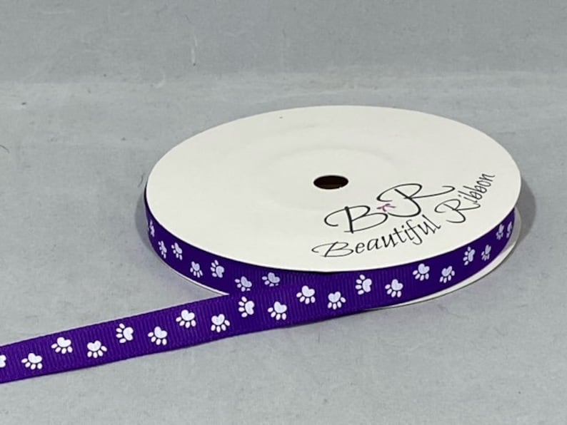 10mm 3/8" Pet Paw Print Grosgrain Ribbon, 2 or 20 Metres Cat Dog Prints ...