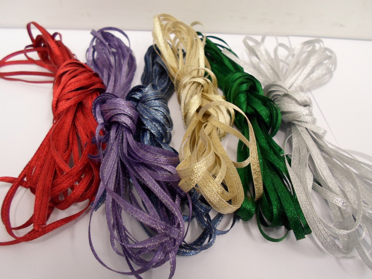 3mm Glitter Satin Ribbon, Double Sided, Purple, Navy Blue, Silver, Gold ...