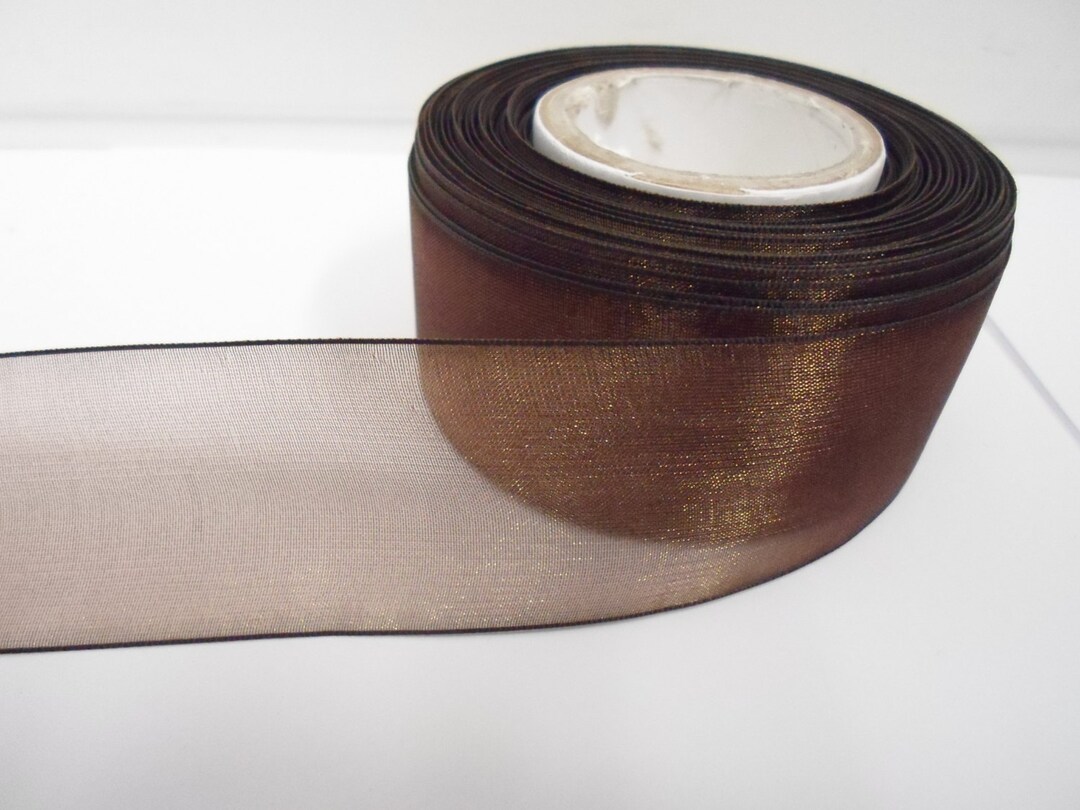 3mm 9mm 15mm 25mm 40mm Chestnut, Dark Brown Sheer Organza Ribbon, 2, 10 ...