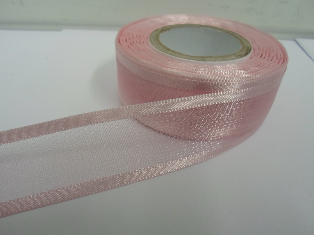 10mm 15mm 25mm 40mm 70mm Rolls, Baby Pink Satin Edged Organza Ribbon, 2 ...