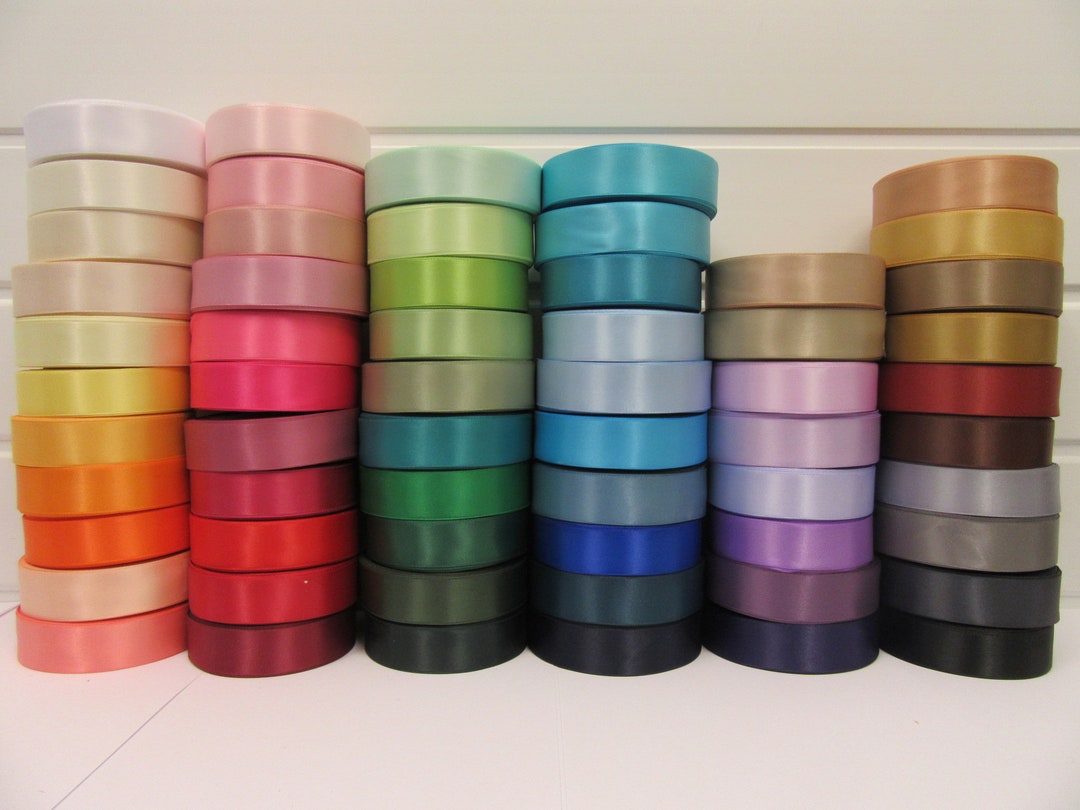 25mm Satin Ribbon, 2 Metres or 25 Metre Full Roll Double Sided 2.5cm ...