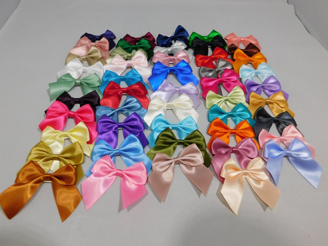 10 X 6cm Wide Satin Self Adhesive Bows Single Sided Ribbon Pack Bow UK ...