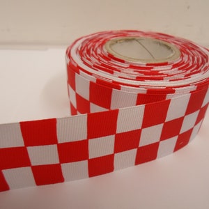 10mm 15mm 25mm 38mm 50mm Block Woven Ribbon Chequered Square Police ...