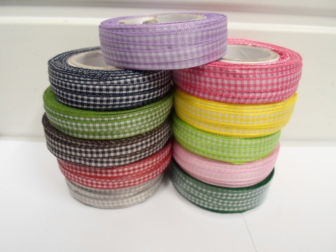 2 or 25 Metres 5mm Gingham Ribbon, Double Sided Check Trim Tape by ...