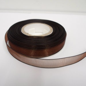 3mm 9mm 15mm 25mm 40mm Chestnut, Dark Brown Sheer Organza Ribbon, 2, 10 ...