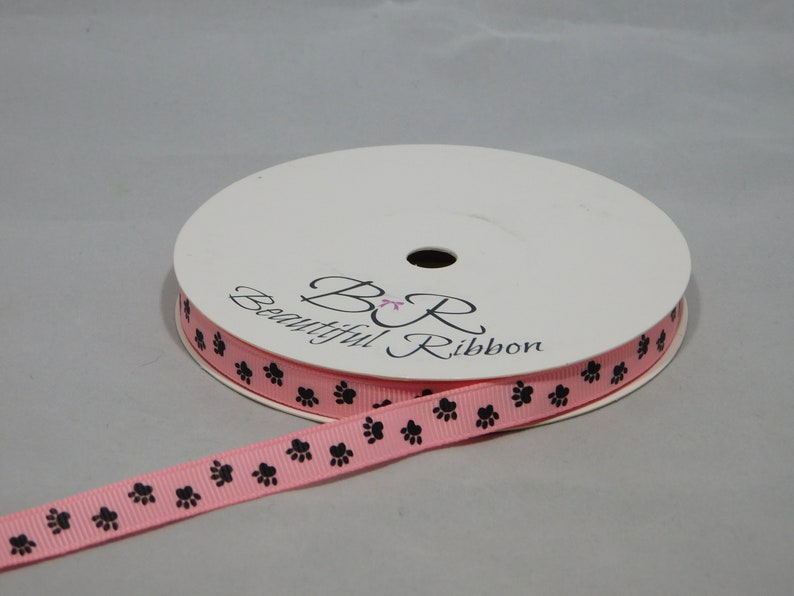 10mm 3/8" Pet Paw Print Grosgrain Ribbon, 2 or 20 Metres Cat Dog Prints ...