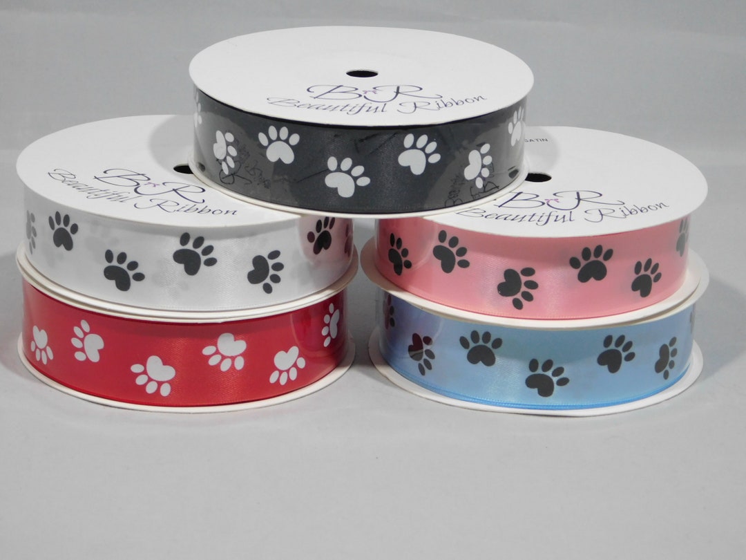25mm Pet Paw Print Satin Ribbon 2 or 25 Metres Cat Dog Prints - Etsy