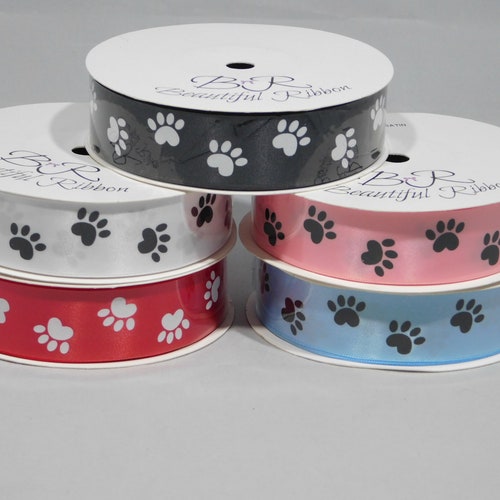 16mm Pet Paw Print Grosgrain Ribbon 2 or 20 Metres Cat Dog - Etsy
