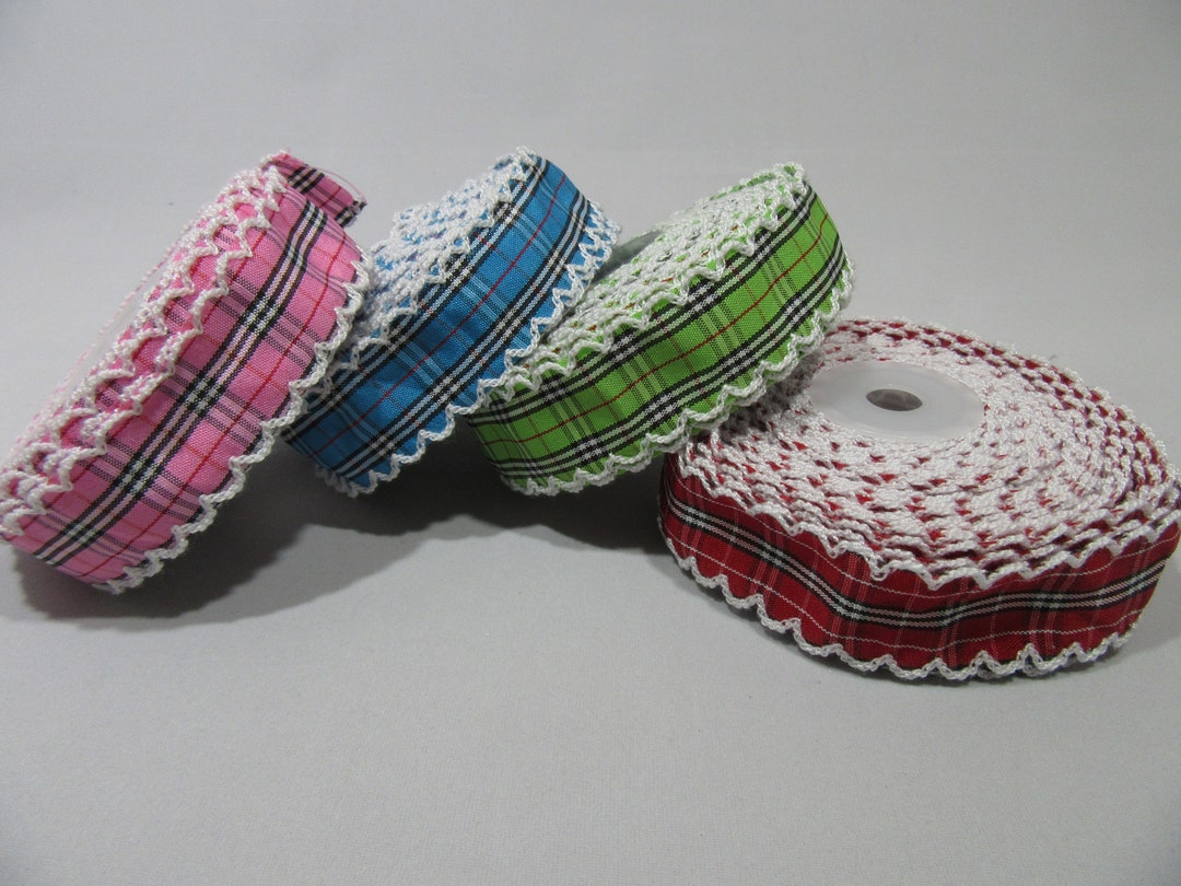 Ruban tartan vintage 25 mm 2,5 cm bord festonné, 2 ou 10 mètres de ...