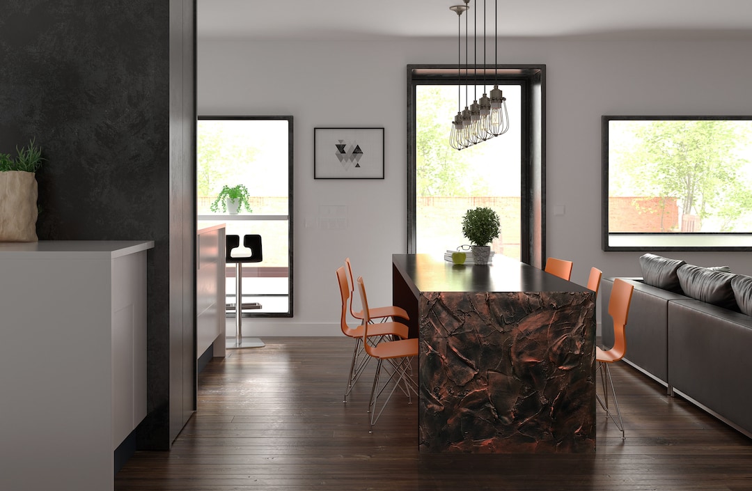 Contemporary Kitchen Island in Copper. Breakfast Bar. Dining Table ...