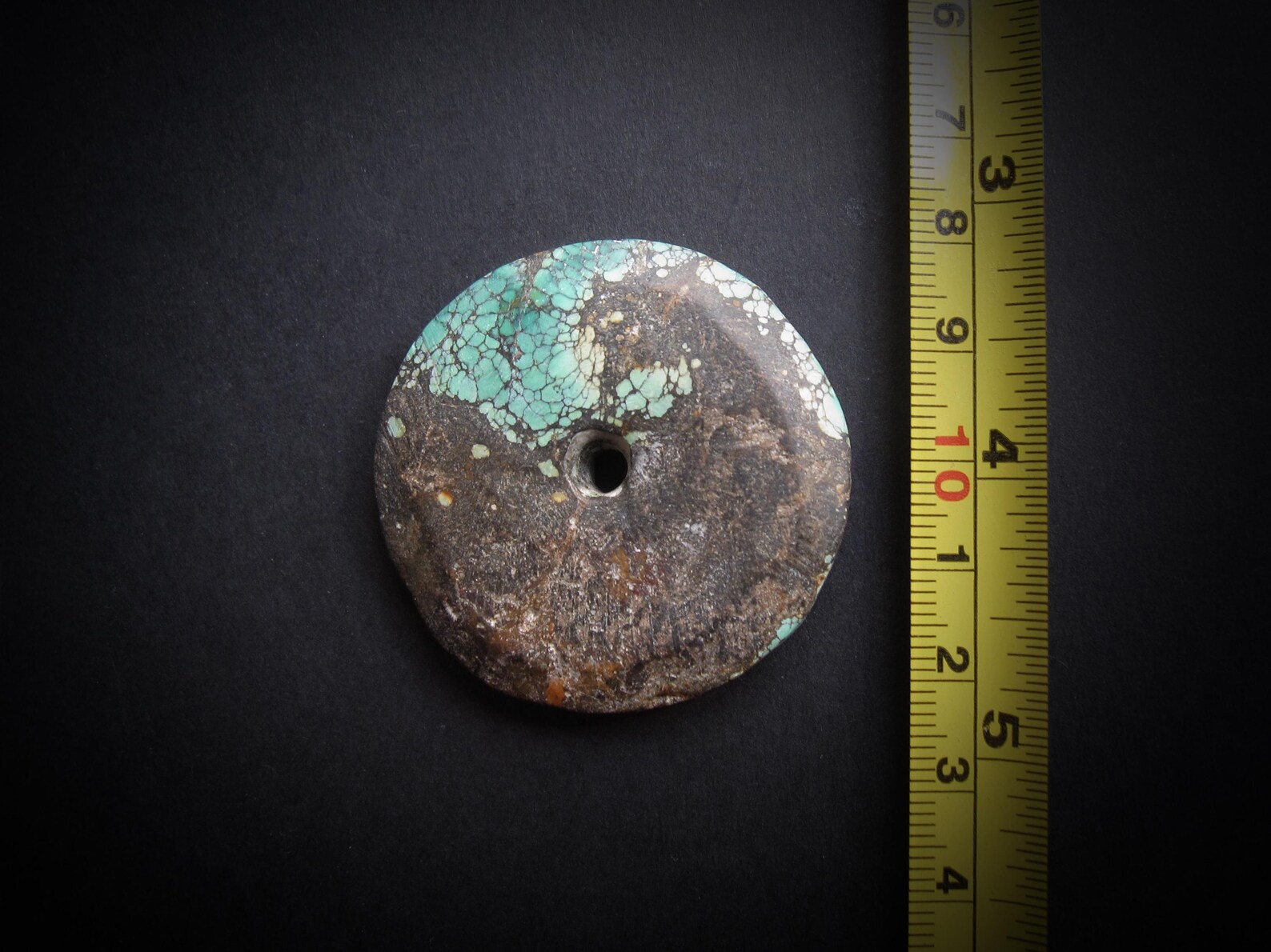 Vintage Tibetan Turquoise Donut, 45 X 45 X 9 Mm. Hand Carved and ...