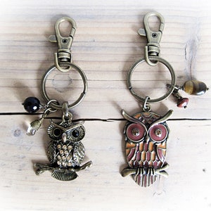 Antique Bronze Owl Keychain. Key Fob With Vintage Owl Charm and ...