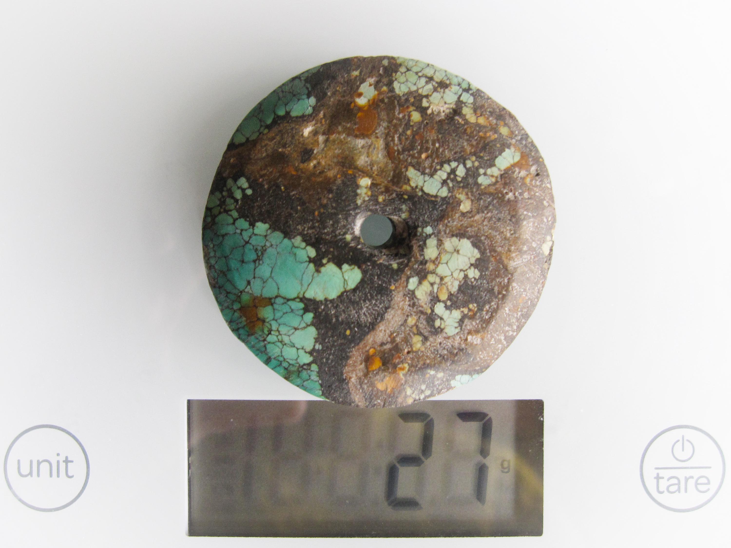 Vintage Tibetan Turquoise Donut, 45 X 45 X 9 Mm. Hand Carved and ...