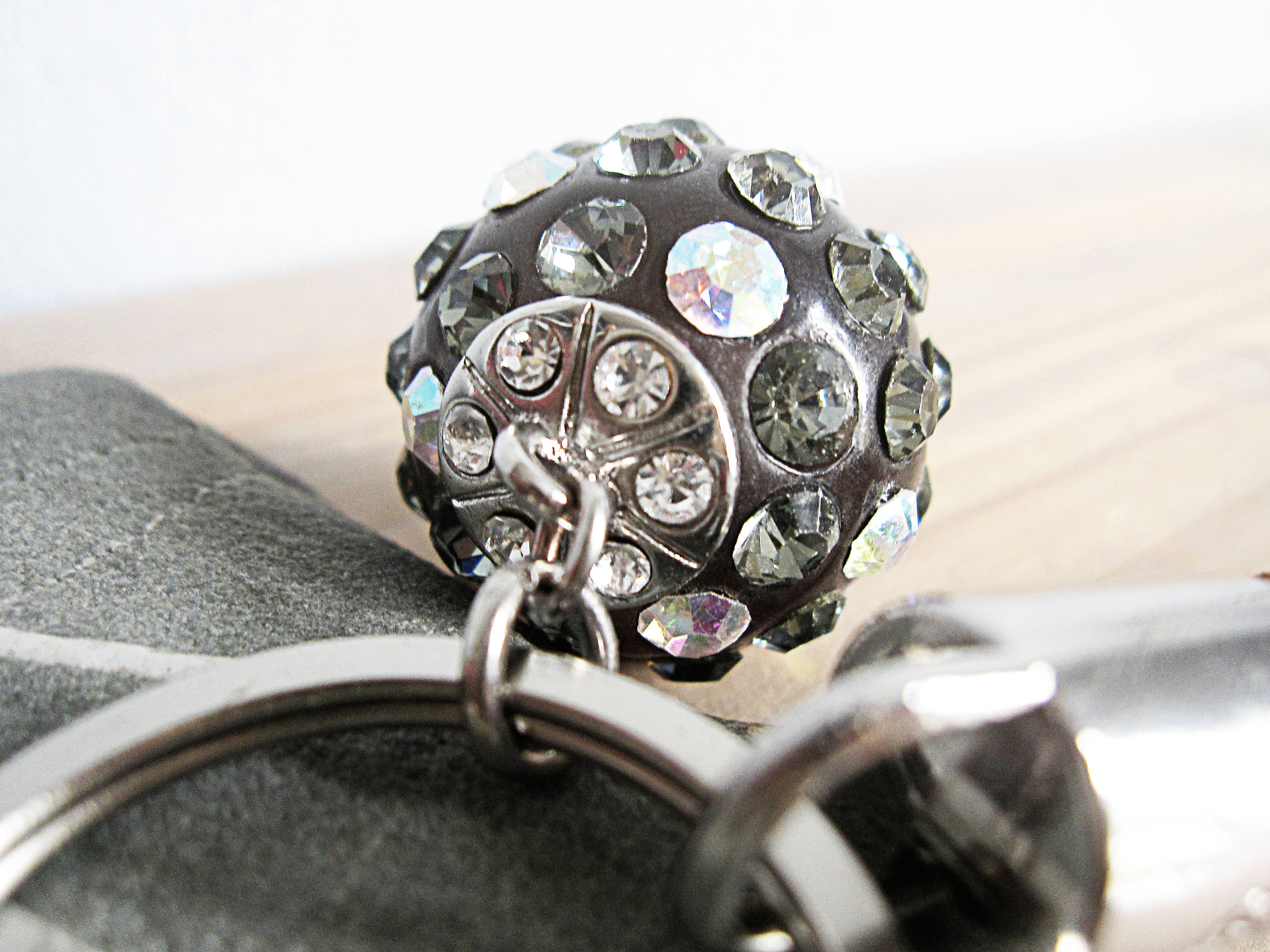 Brown Suede Leather and Disco Ball Keychain. Key Fob With Tassel and ...