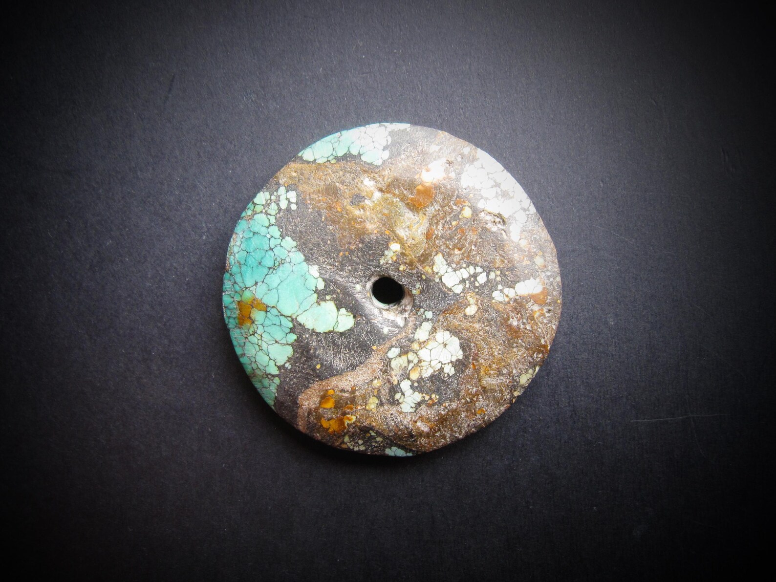 Vintage Tibetan Turquoise Donut, 45 X 45 X 9 Mm. Hand Carved and ...