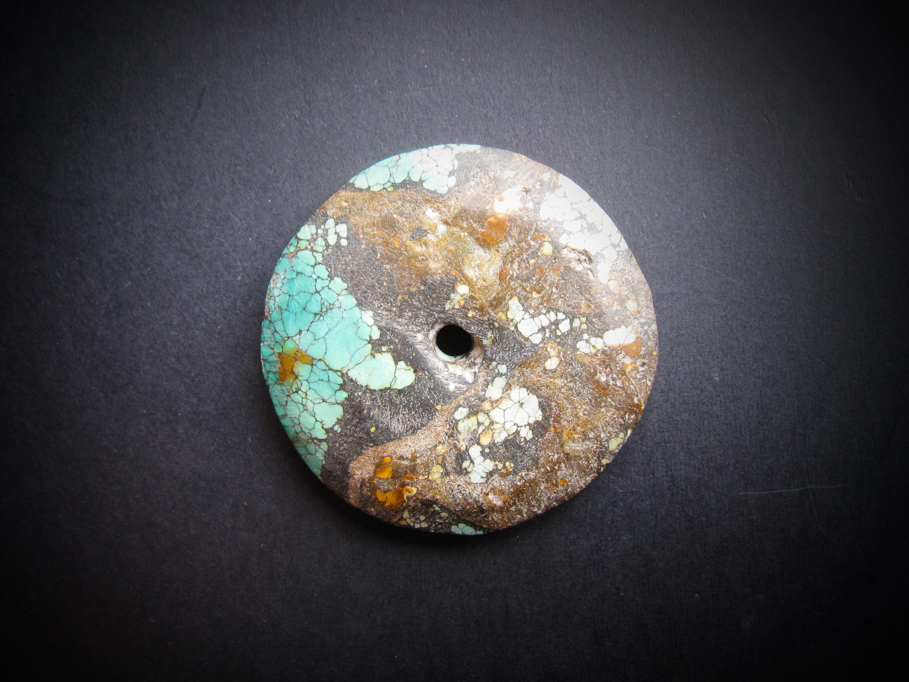 Vintage Tibetan Turquoise Donut, 45 X 45 X 9 Mm. Hand Carved and ...