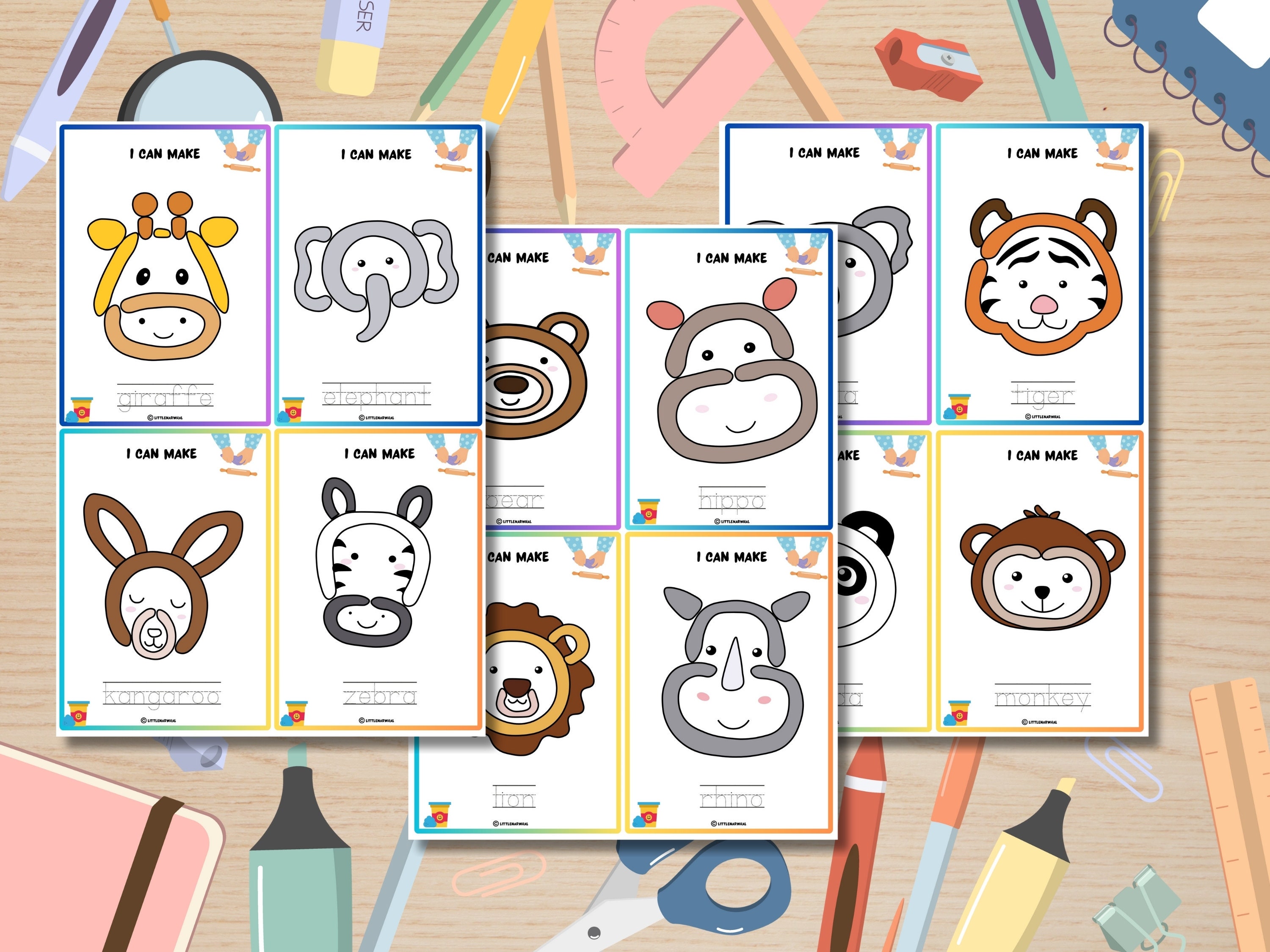 Animal Play Dough Mats Printable, Montessori Preschool Activities ...