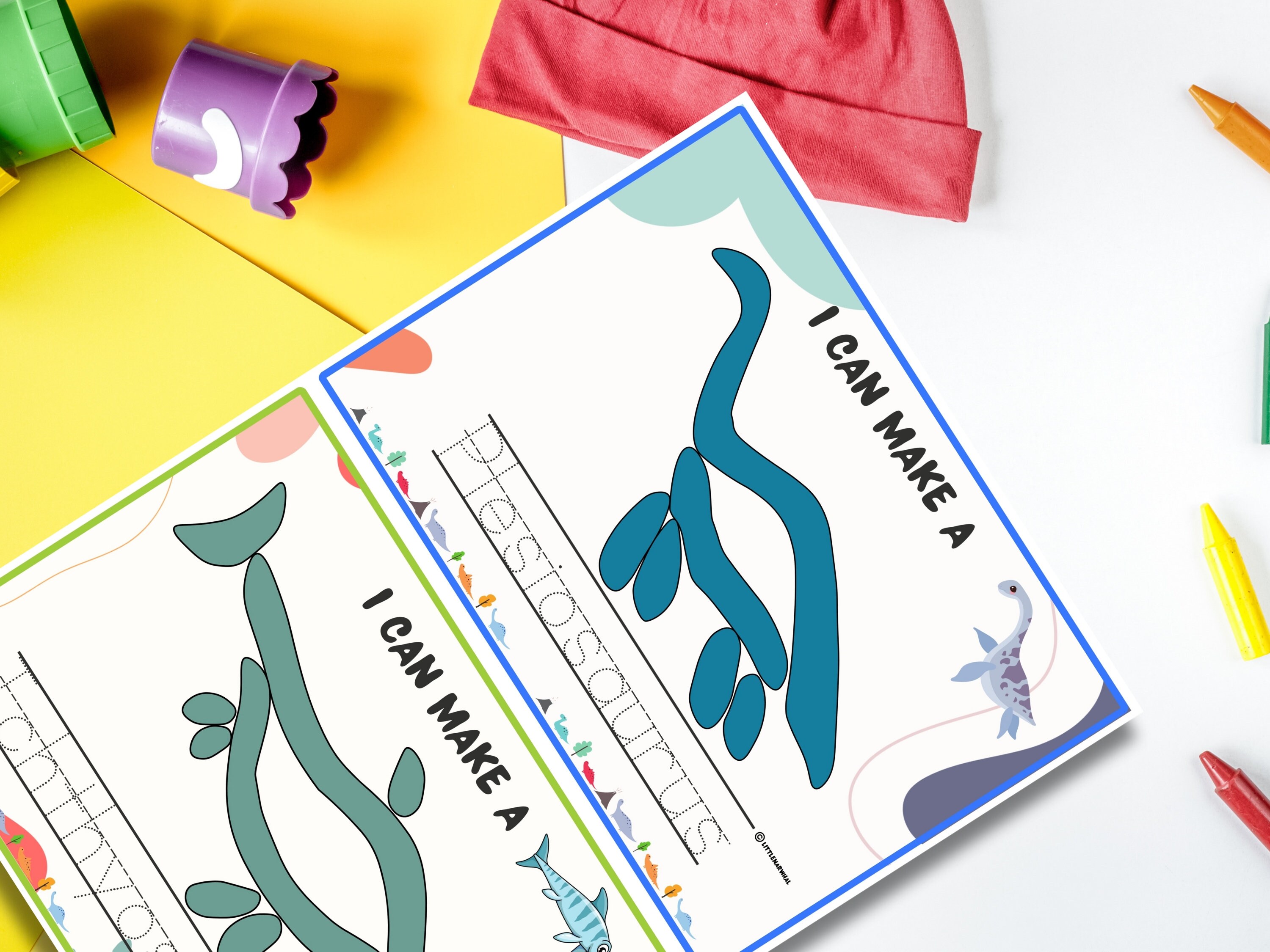 Dinosaur Play Dough Mats Printable, Printable Montessori Materials ...