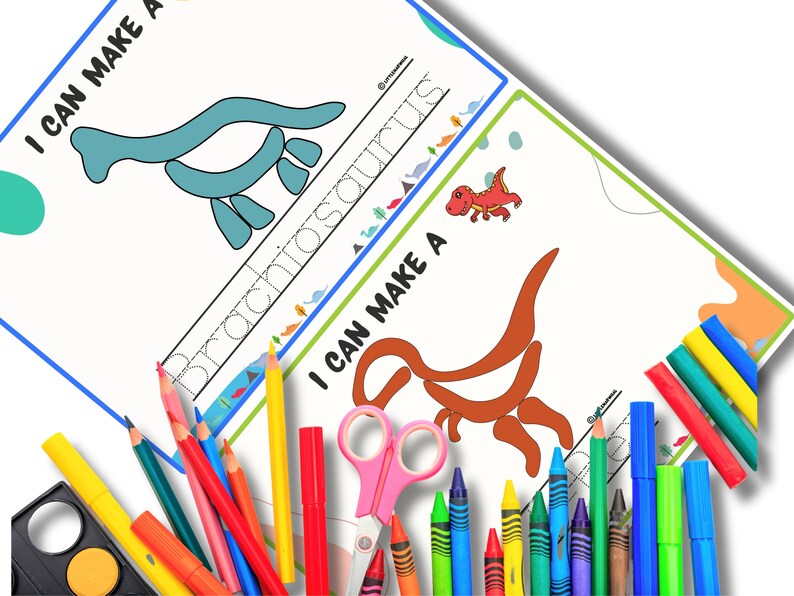 Dinosaur Play Dough Mats Printable, Printable Montessori Materials ...