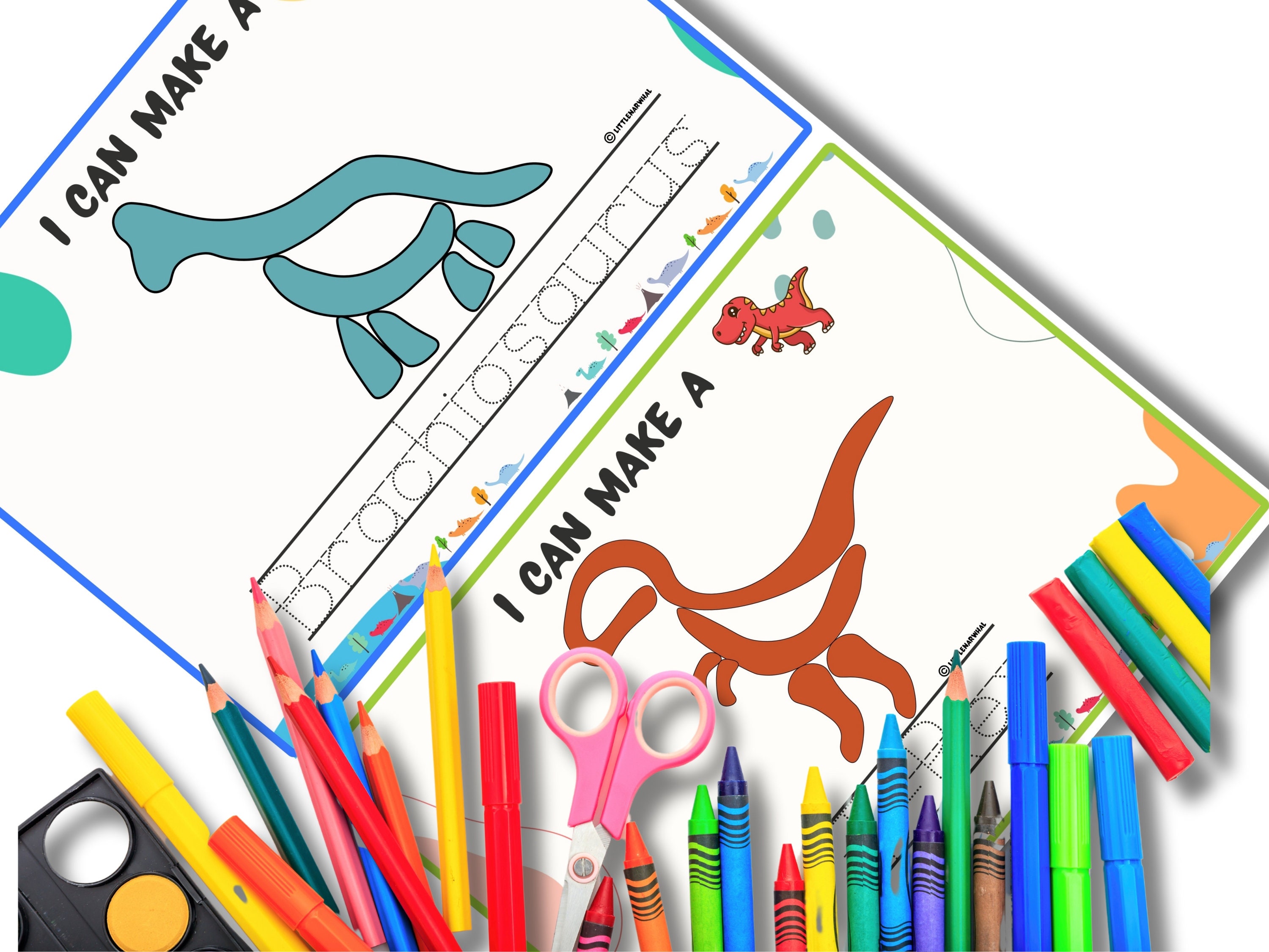 Dinosaur Play Dough Mats Printable, Printable Montessori Materials ...