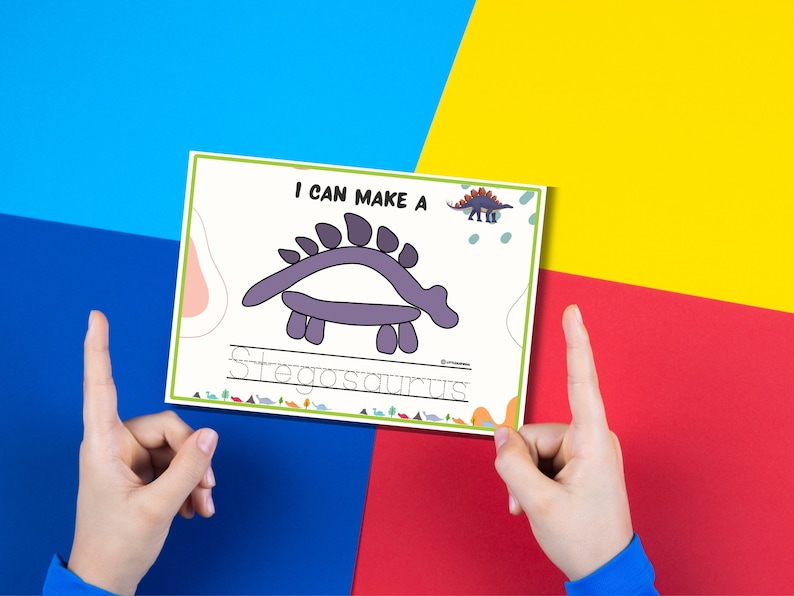 Dinosaur Play Dough Mats Printable, Printable Montessori Materials ...